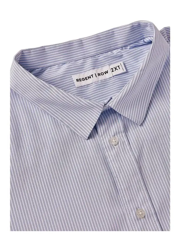 REGENT ROW Men’s Big And Tall Stanton Shirt ,tailored Fit Short Sleeves - White-grey-stripe-52