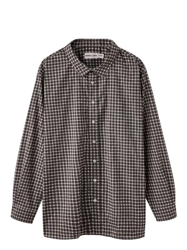 REGENT ROW Big And Tall Long Sleeve Stanton Shirt, Tailored Fit - Black-plaid
