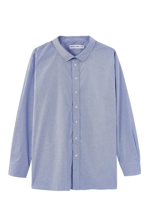 REGENT ROW Big And Tall Long Sleeve Stanton Shirt, Tailored Fit - Blue-microcheck