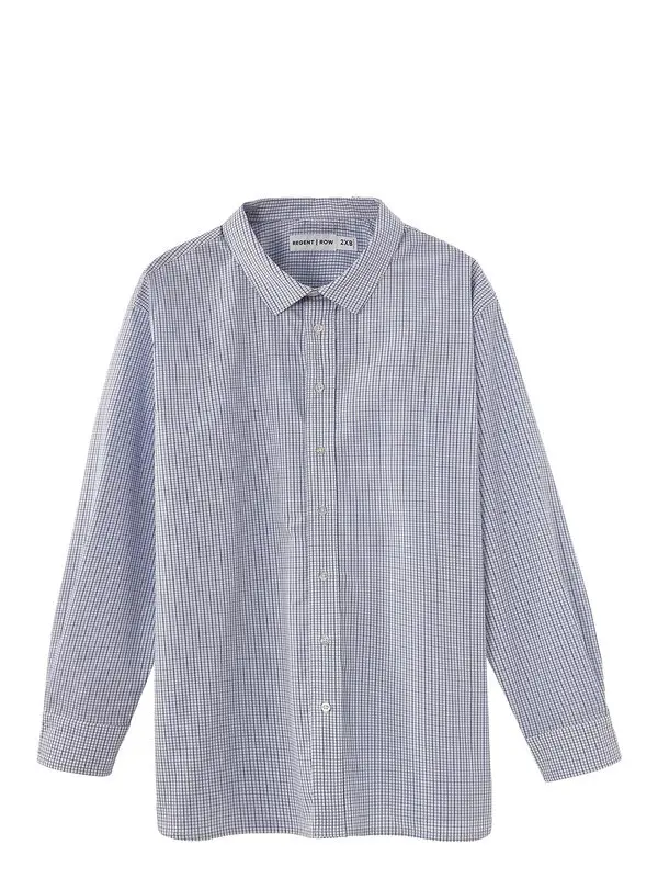 REGENT ROW Big And Tall Long Sleeve Stanton Shirt, Tailored Fit - White-blue-check