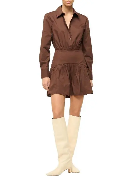 Staud Rocco Long Sleeve Minidress - Earth