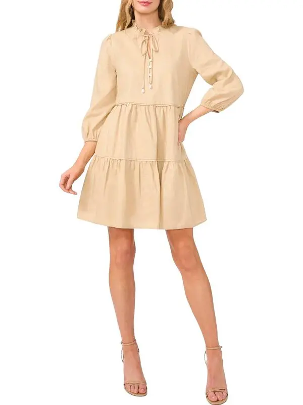 CECE DUPRAZ Long Sleeve Tiered Dress - Hazelnut