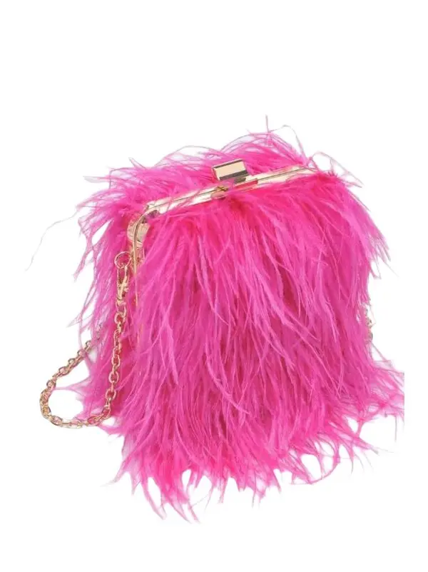 MODA LUXE Feathered Evening Bag - Hot Pink