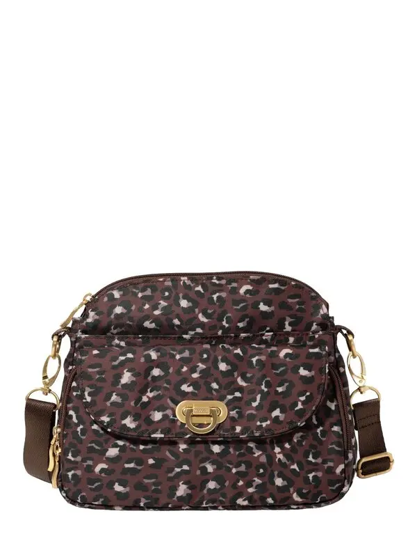 BAGGALLINI Coastal Flip Lock Crossbody Bag - Ganache Cheetah Gold Hardware