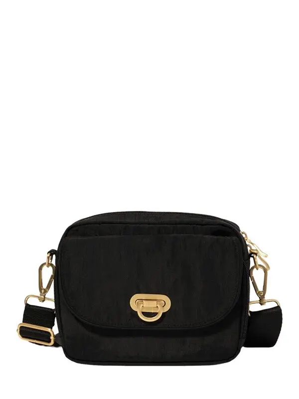 BAGGALLINI Coastal Flip Lock Camera Crossbody Bag - Black W/ Gold Hardware