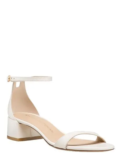 STUART WEITZMAN Nudist Block Heel Sandal - Cream.