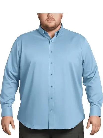 REGENT ROW Men’s Big And Tall Commuter Shirt, Long Sleeve Button Down, Tailored Fit, Spread Collar, Performance Fabric - Heather-blue