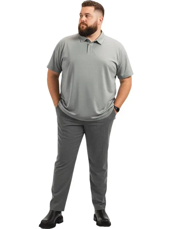 REGENT ROW Big And Tall Casual Commuter Tech Polo - Grey