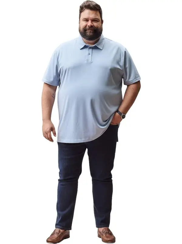 REGENT ROW Big And Tall Casual Commuter Tech Polo - Heather Blue