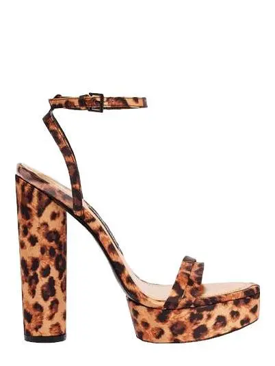 JESSICA RICH Platform High Heel Sandal - Satin Leopard
