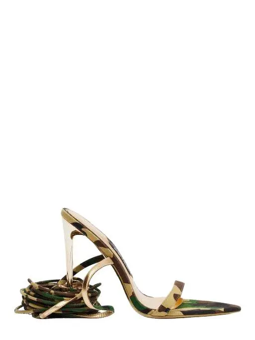 JESSICA RICH Thigh-high Lace-up Stiletto Sandals - Camo