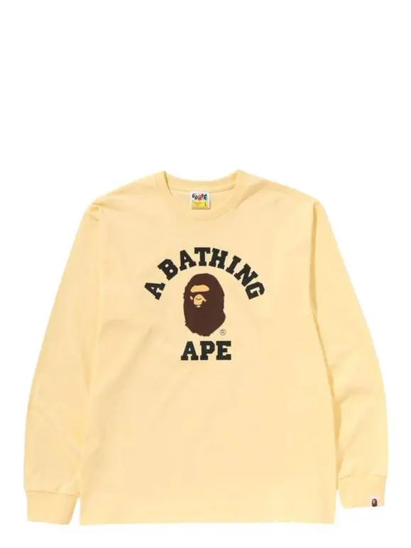 A BATHING APE College Long Sleeve Tee Shirt - Yellow