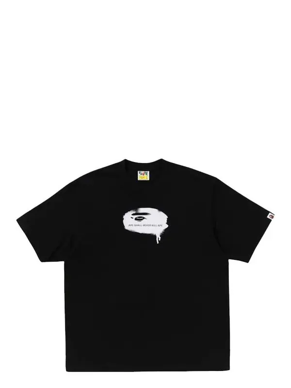 A BATHING APE Graffiti Ape Head Logo Relaxed Fit Tee Shirt - Black
