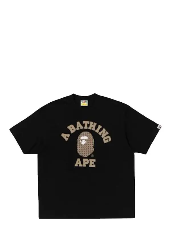 A BATHING APE Sta Houndstooth College Relaxed Fit Tee Shirt - Black