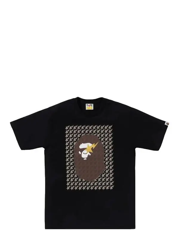 A BATHING APE Sta Houndstooth Ape Head Tee Shirt - Black/brown