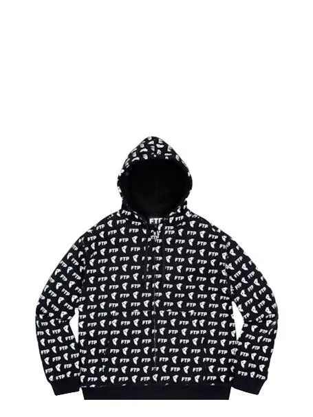 FTP X Famous All Over Logo Zip Hoodie - Black