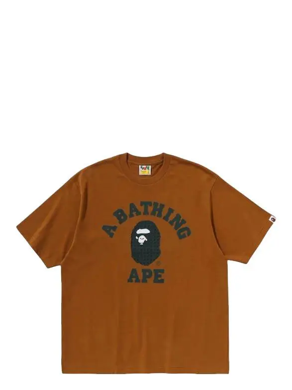 A BATHING APE Sta Houndstooth College Relaxed Fit Tee Shirt - Brown