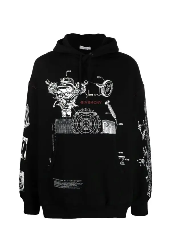 Givenchy Graphic Print Hoodie - Black