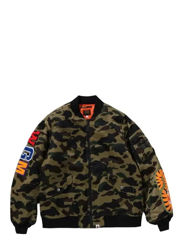 A BATHING APE 1st Camo Shark Ma1 Jacket - Green