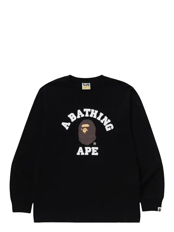 A BATHING APE College Long Sleeve Tee Shirt - Black