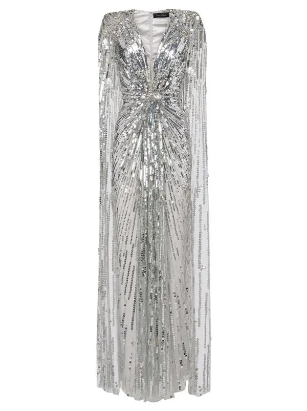 Jenny Packham Gold Rush Sequined Cocktail Dress - Silver