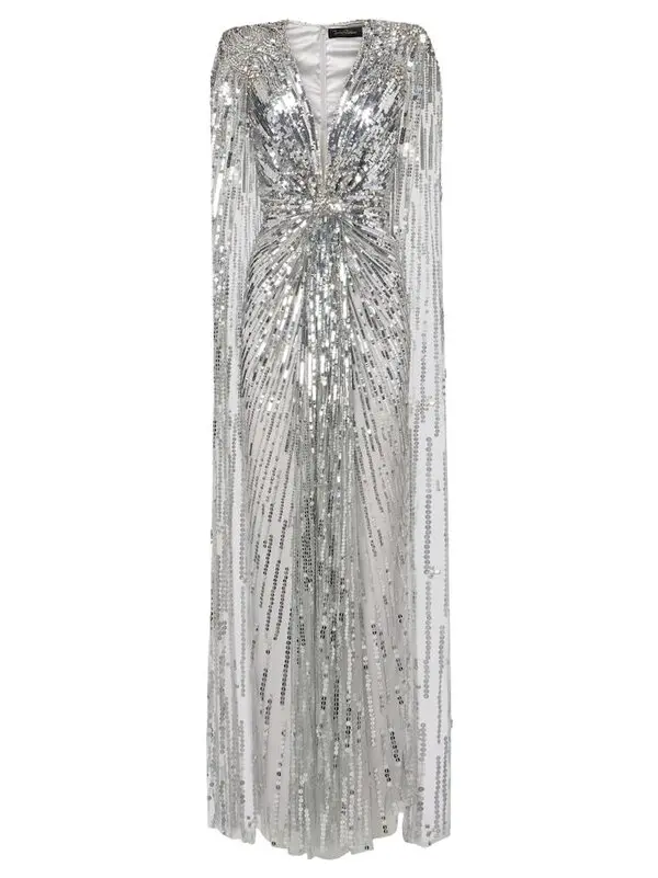 Jenny Packham Gold Rush Sequined Cocktail Dress - Silver
