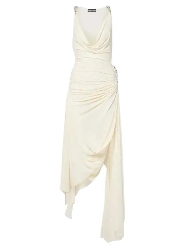 David Koma Embellished Draped Midi Dress - White