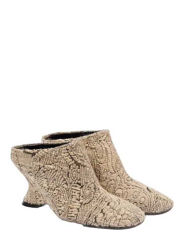 Dries Van Noten Jacquard Wedge Mules - Beige