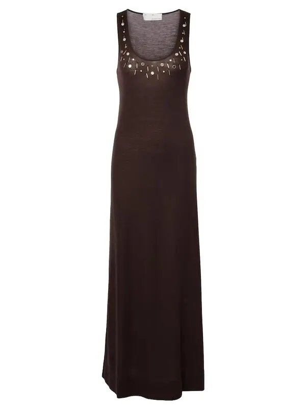 XU ZHI Embellished Wool-blend Maxi Dress - Brown