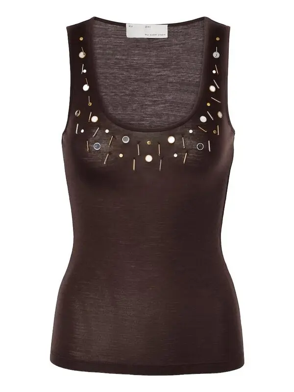XU ZHI Embellished Wool-blend Tank Top - Brown
