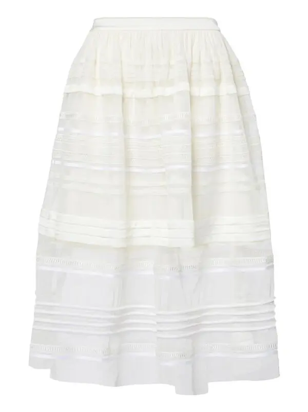 XU ZHI Gathered Lace And Tulle Midi Skirt - White