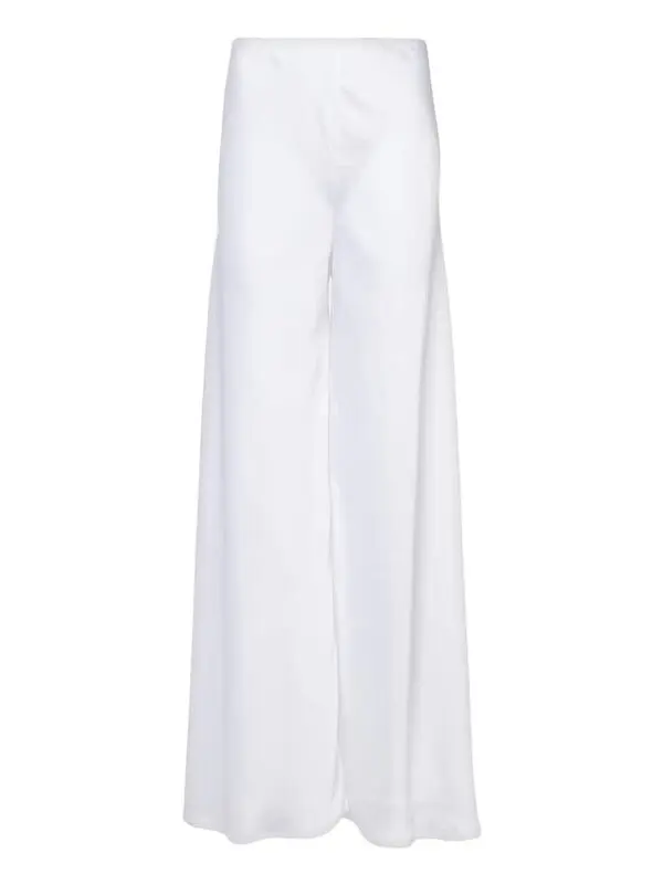 Norma Kamali High-rise Satin Straight Pants - White
