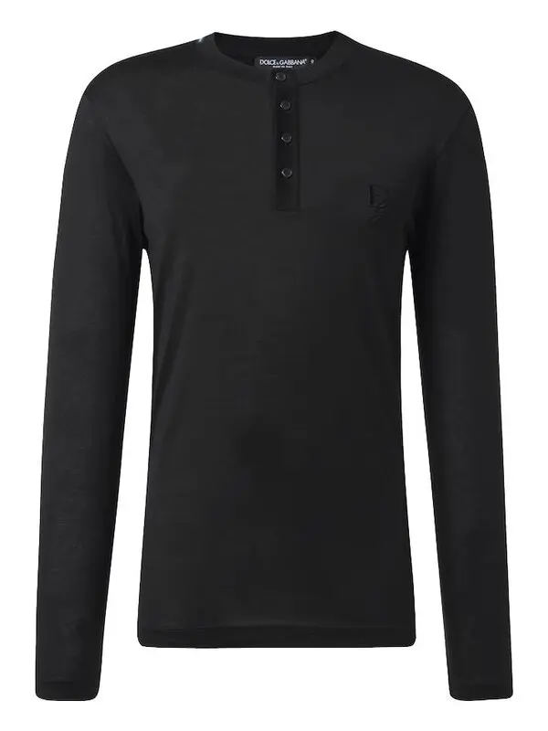 Dolce & Gabbana Silk Henley Shirt - Black