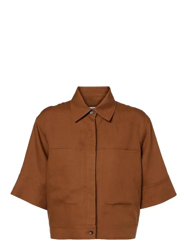 Max Mara Cropped Linen Shirt - Brown