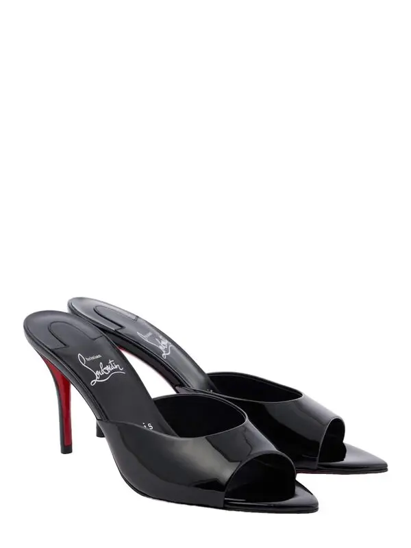CHRISTIAN LOUBOUTIN Miss Z 80 Patent Leather Mules - Black