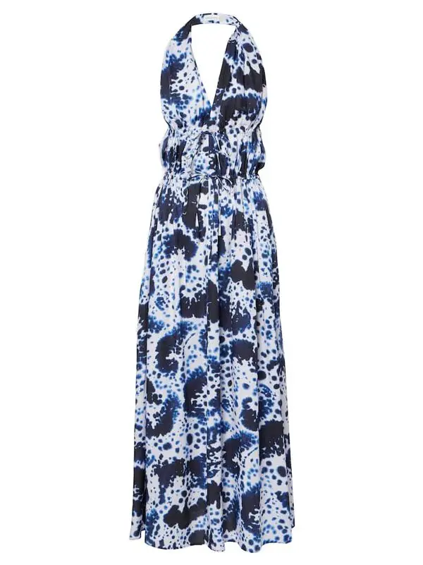 Dries Van Noten Printed Halterneck Maxi Dress - Blue