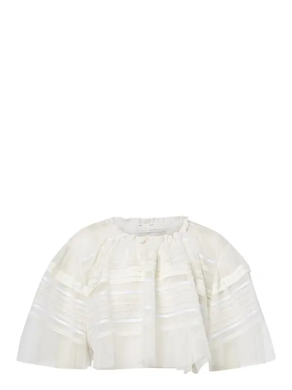 XU ZHI Gathered Lace And Tulle Crop Top - White