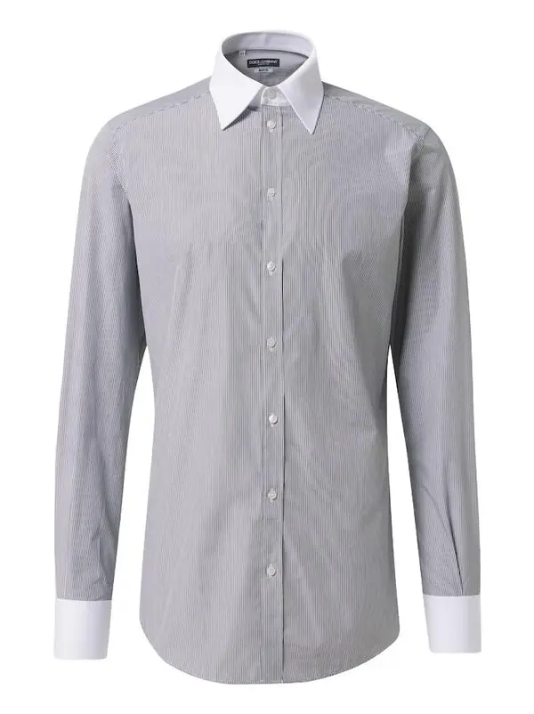 Dolce & Gabbana Striped Cotton Poplin Shirt - Black
