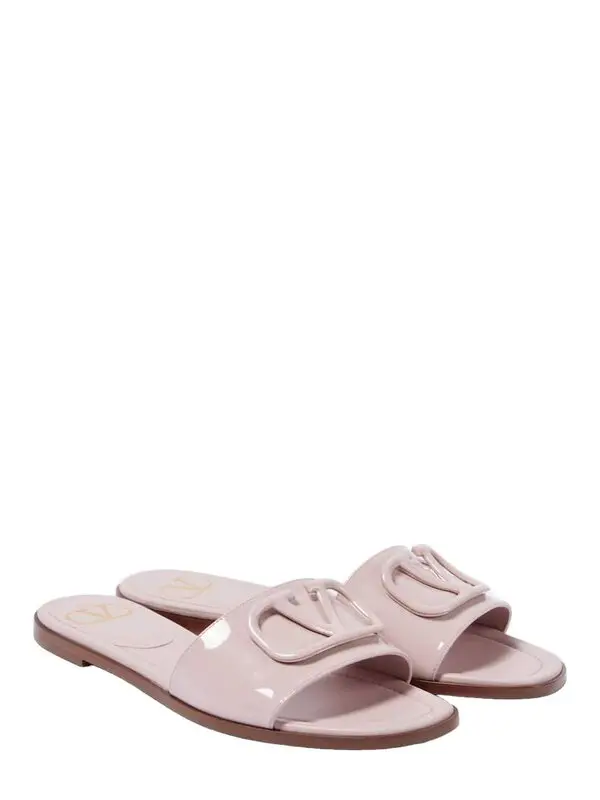Valentino Garavani Vlogo Patent Leather Slides - Pink
