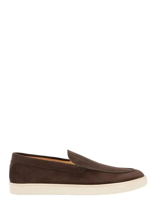 Brunello Cucinelli Herringbone Suede Loafers - Brown