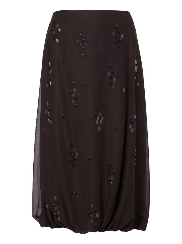 XU ZHI Embellished Midi Skirt - Brown