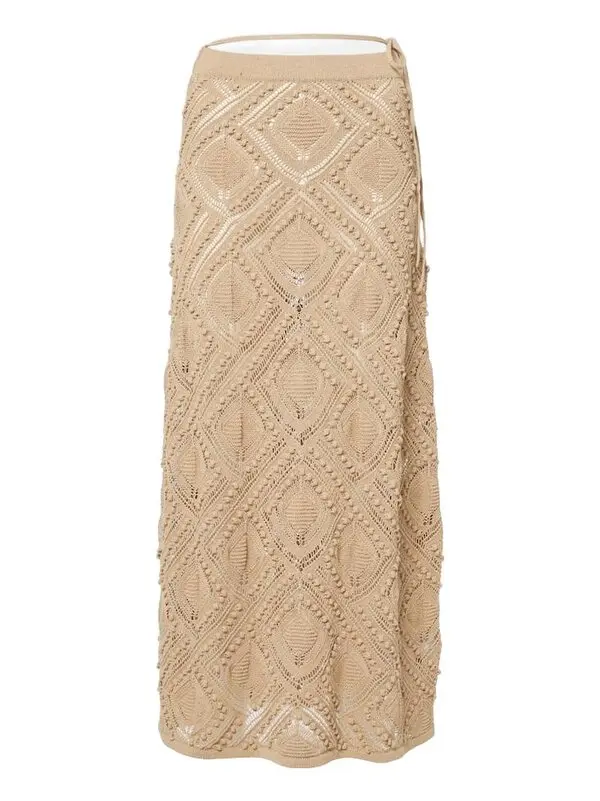 XU ZHI Crochet Lace Maxi Skirt - Beige