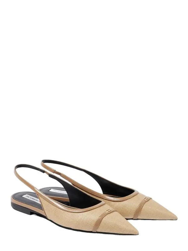 Victoria Beckham Leather-trimmed Raffia Slingback Flats - Neutrals