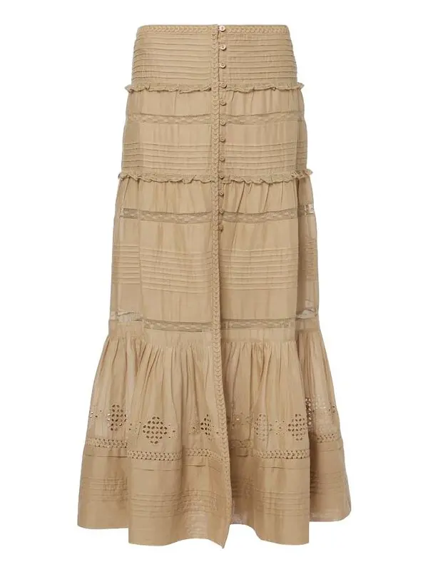 MARANT ETOILE Dusta Lace-trimmed Cotton Miniskirt - Green