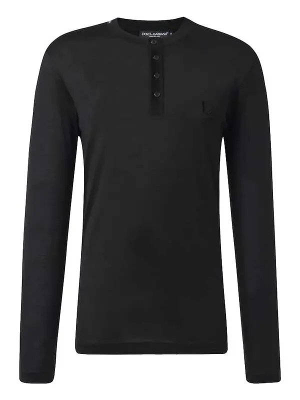 Dolce & Gabbana Silk Henley Shirt - Black