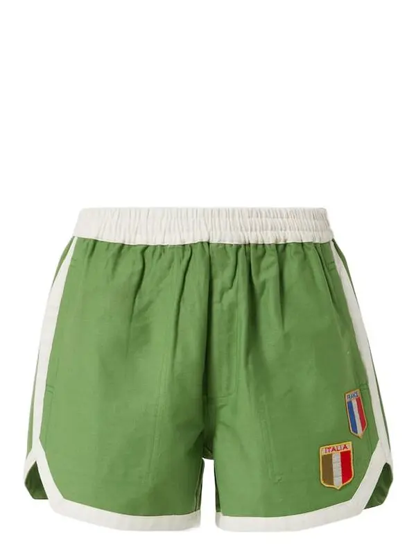 BODE Euro Applique Cotton Shorts - Green