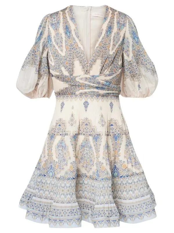 Zimmermann Paisley Pleated Minidress - Multicoloured