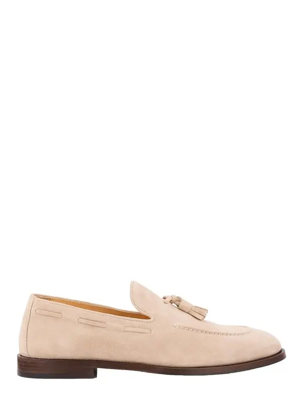 Brunello Cucinelli Suede Tassel Loafers - Beige