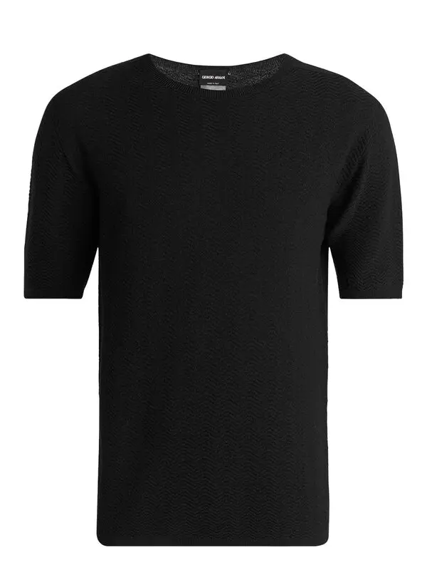 Giorgio Armani Chevron Short-sleeve Sweater - Black