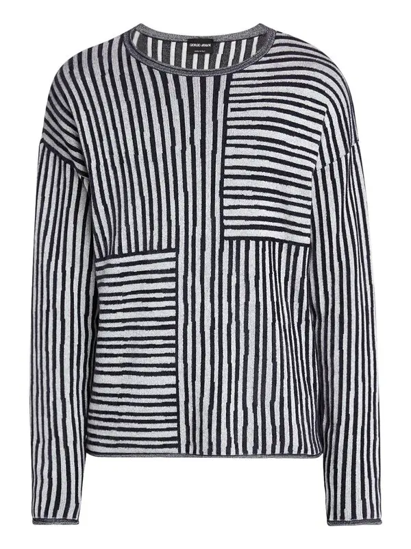 Giorgio Armani Mixed Stripe Jacquard Sweater - Dark Blue